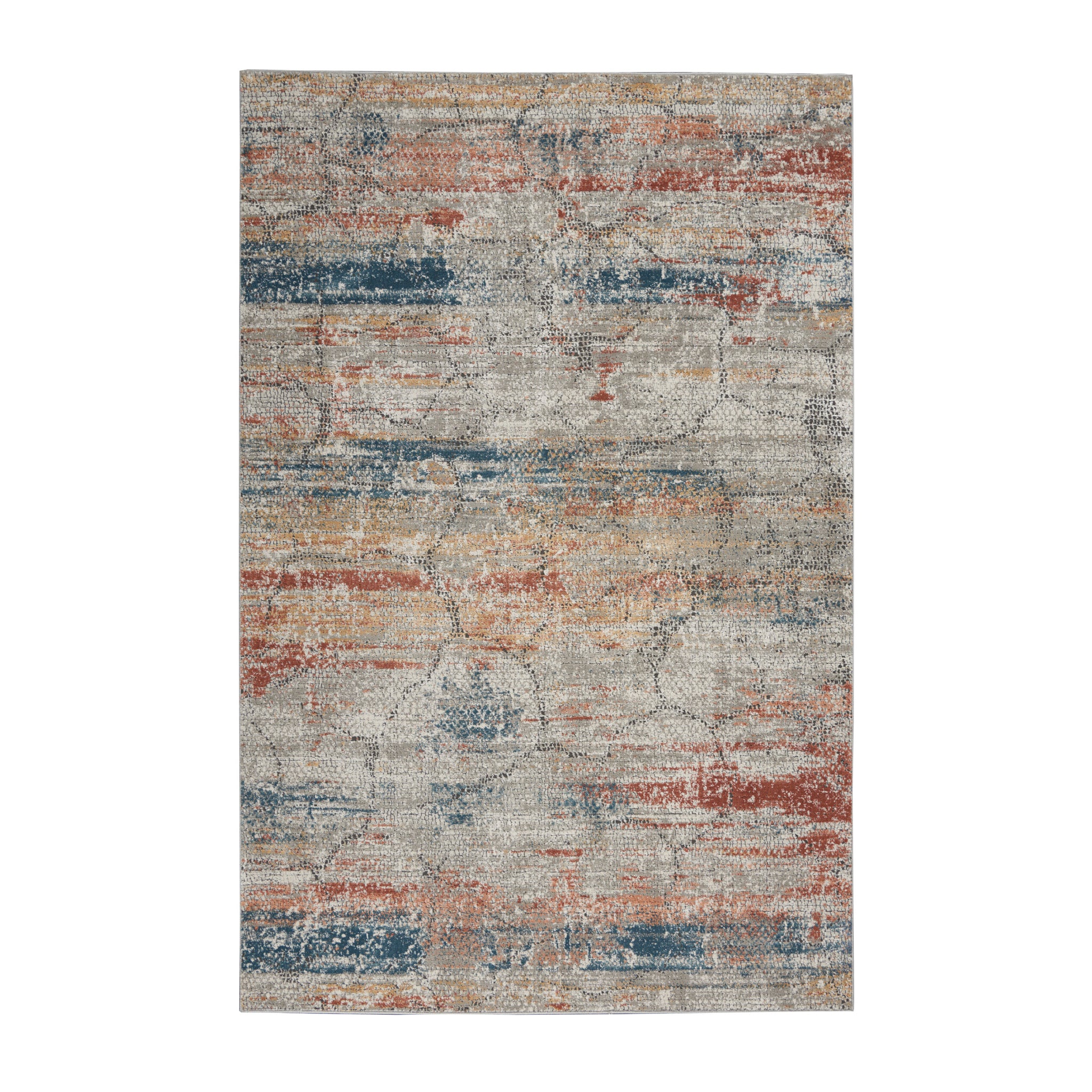 Eason Rug | Rustic Textured Area Rugs | Rust, Slate Blue, and Gray ...